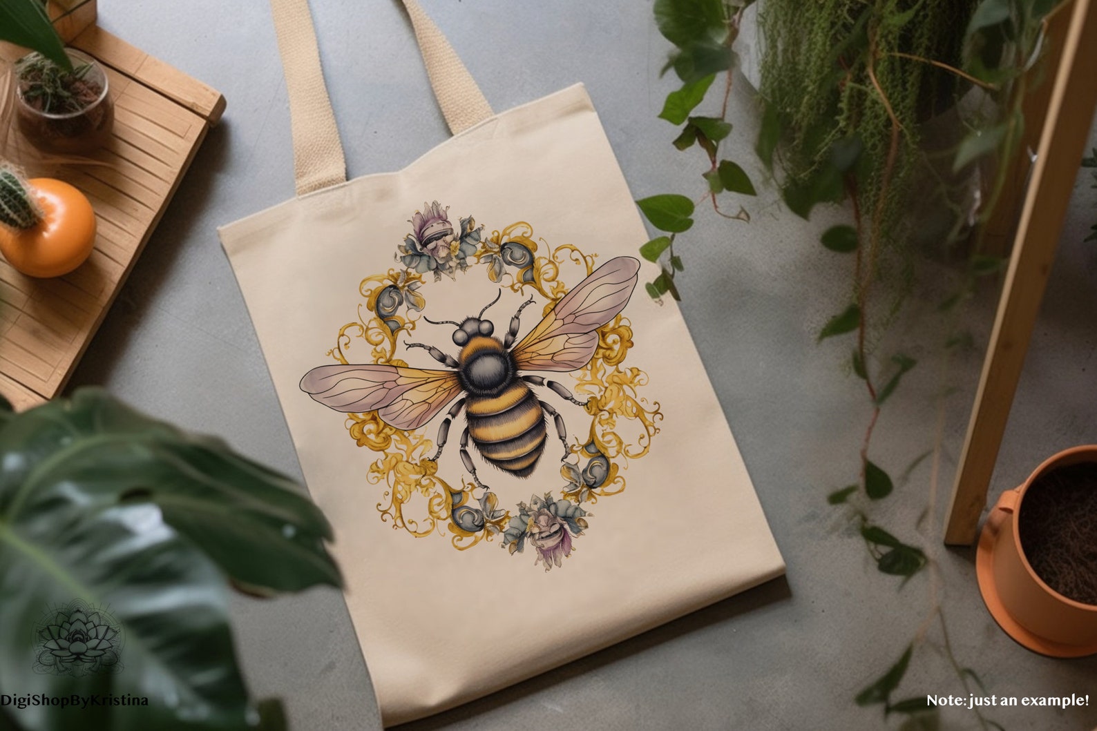 Bee Clipart Floral Rococo Bees PNG Files | Antique Clipart Bees ...