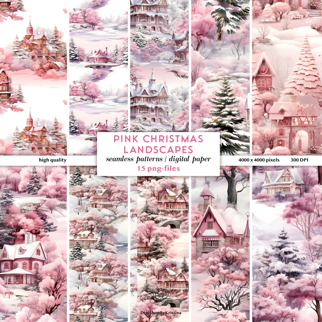 Pink Christmas Digital Papers | Girly Christmas Seamless Patterns Mix ...