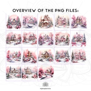 Pink Christmas Houses Clipart | Pink Watercolor Christmas Bundle ...