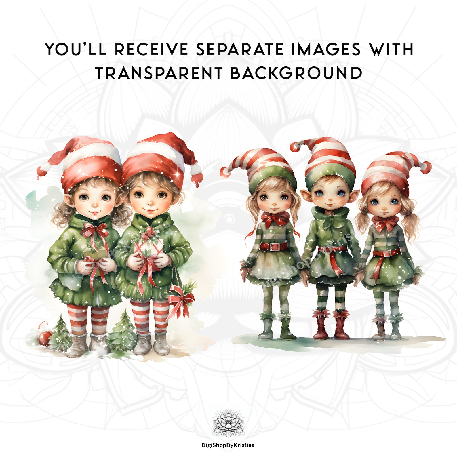 Christmas Elf Clipart Collection Green and Red Christmas - Etsy