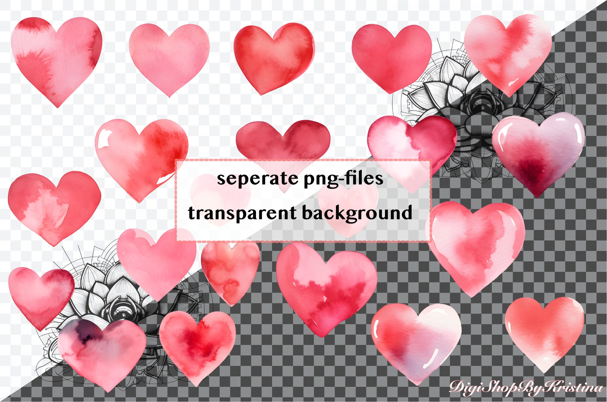 116 Red and Pink Watercolor Clipart Hearts, Love Clipart, Valentine's ...