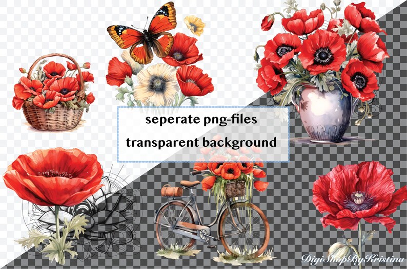 Watercolor Poppy Flowers Clipart Set | Red Flowers Pngs | Poppies ...