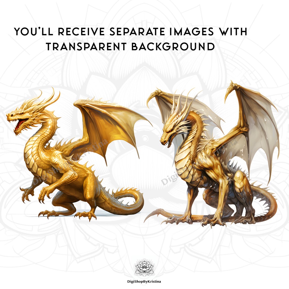 Gold Dragons Clipart PNG Golden Dragon With Png Download - Etsy