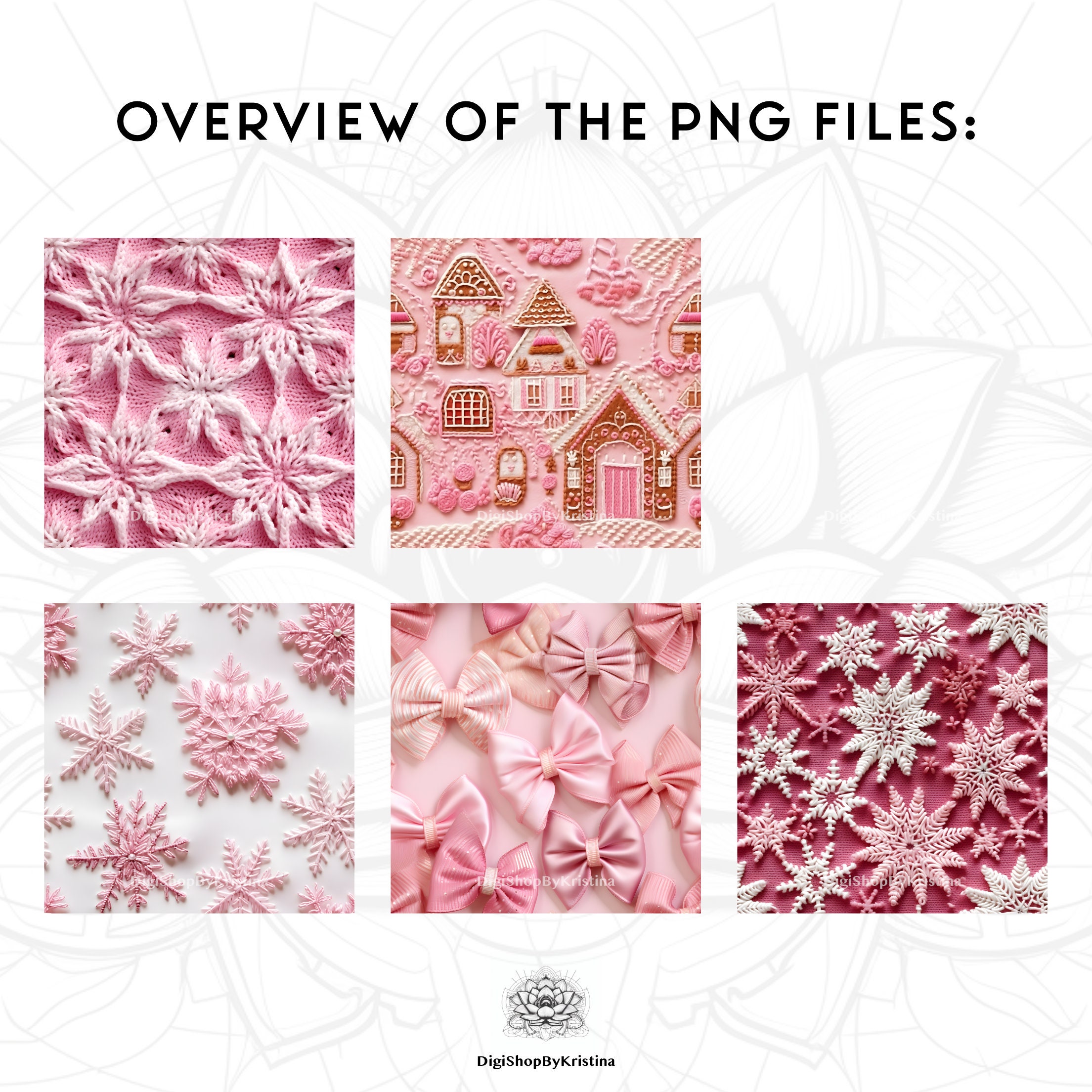 3D Pink Christmas Digital Papers Pink Christmas Seamless Patterns Mix ...