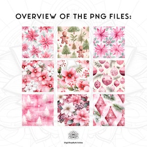 Pink Christmas Digital Papers | Girly Christmas Seamless Patterns Mix ...