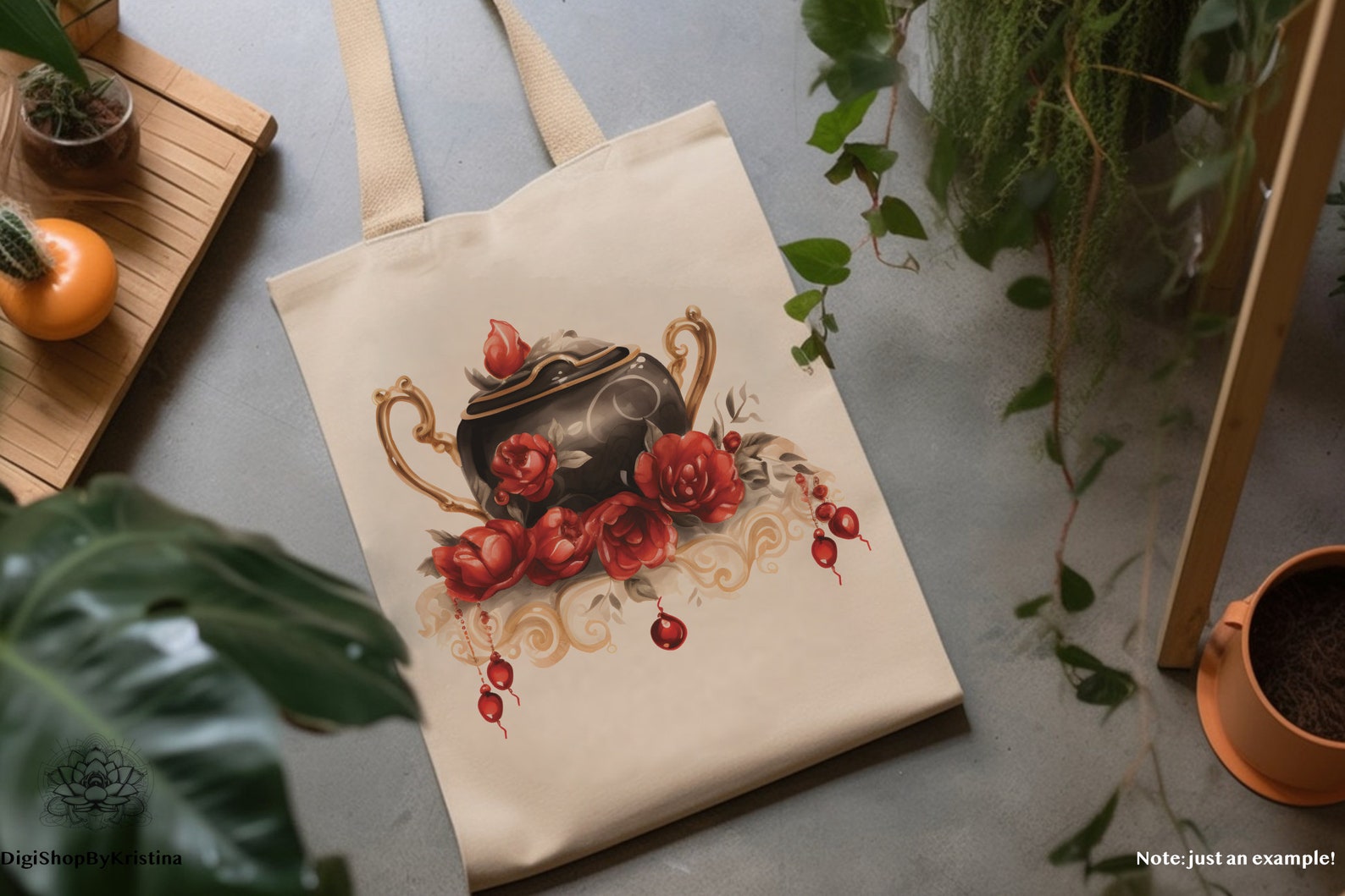 Red Rose Gothic Tea Party Clipart Set Porcelain Tea Set PNG - Etsy