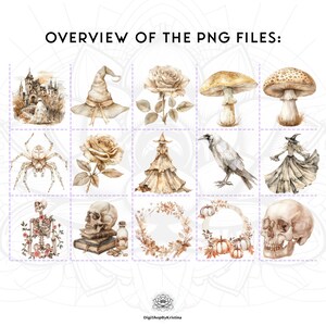 Boho Halloween Clipart Set 1, Retro Halloween Pngs, Witch, Ghost, Bat ...