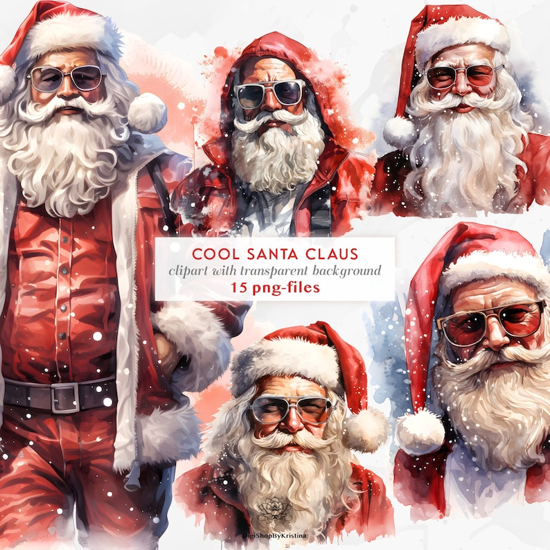 Cool Santa Claus With Sunglasses Clipart Red Santa Claus Edition ...