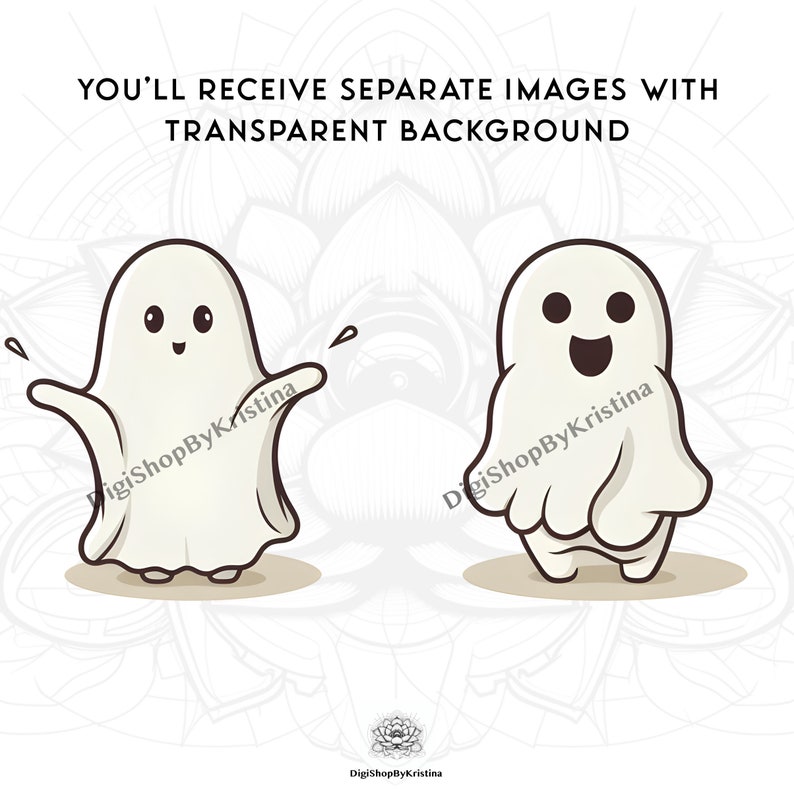 Cute Little Weird Ghosts Clipart Retro Ghosts Graphics - Etsy