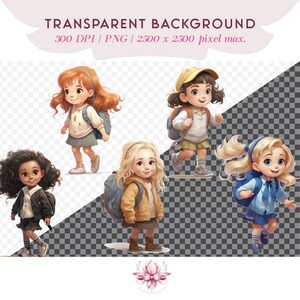 School Girls Clipart | Back to School Clipart | Cute Girl Clipart ...