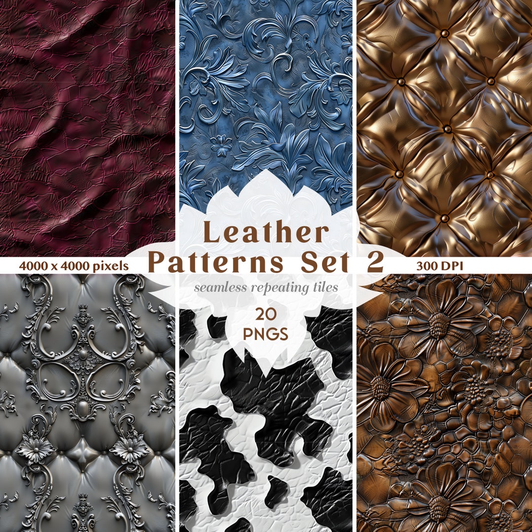 3D Leather Seamless Patterns, Digital Leather Repeating Papers Pngs ...