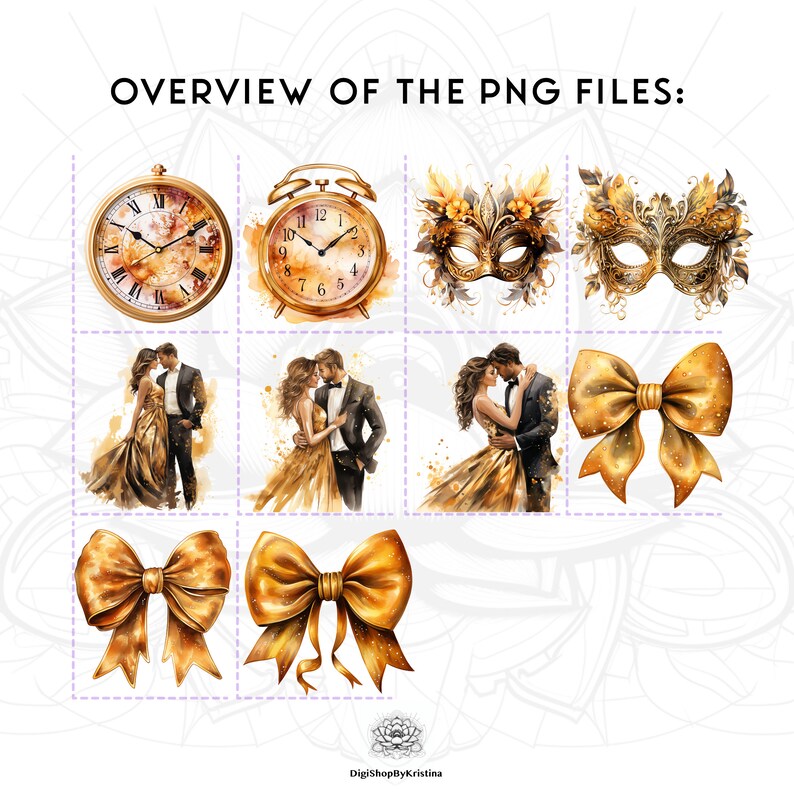 Gold New Years Eve Clipart Set 2 Happy New Year Clipart Gold Party ...