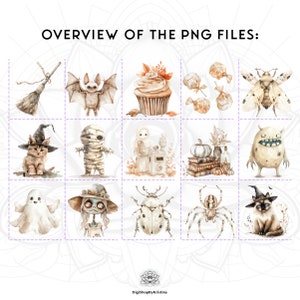 Boho Halloween Clipart Set 2, Retro Halloween Pngs, Witch, Ghost, Bat ...