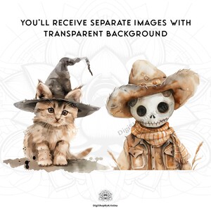 Boho Halloween Clipart Set 2, Retro Halloween Pngs, Witch, Ghost, Bat ...