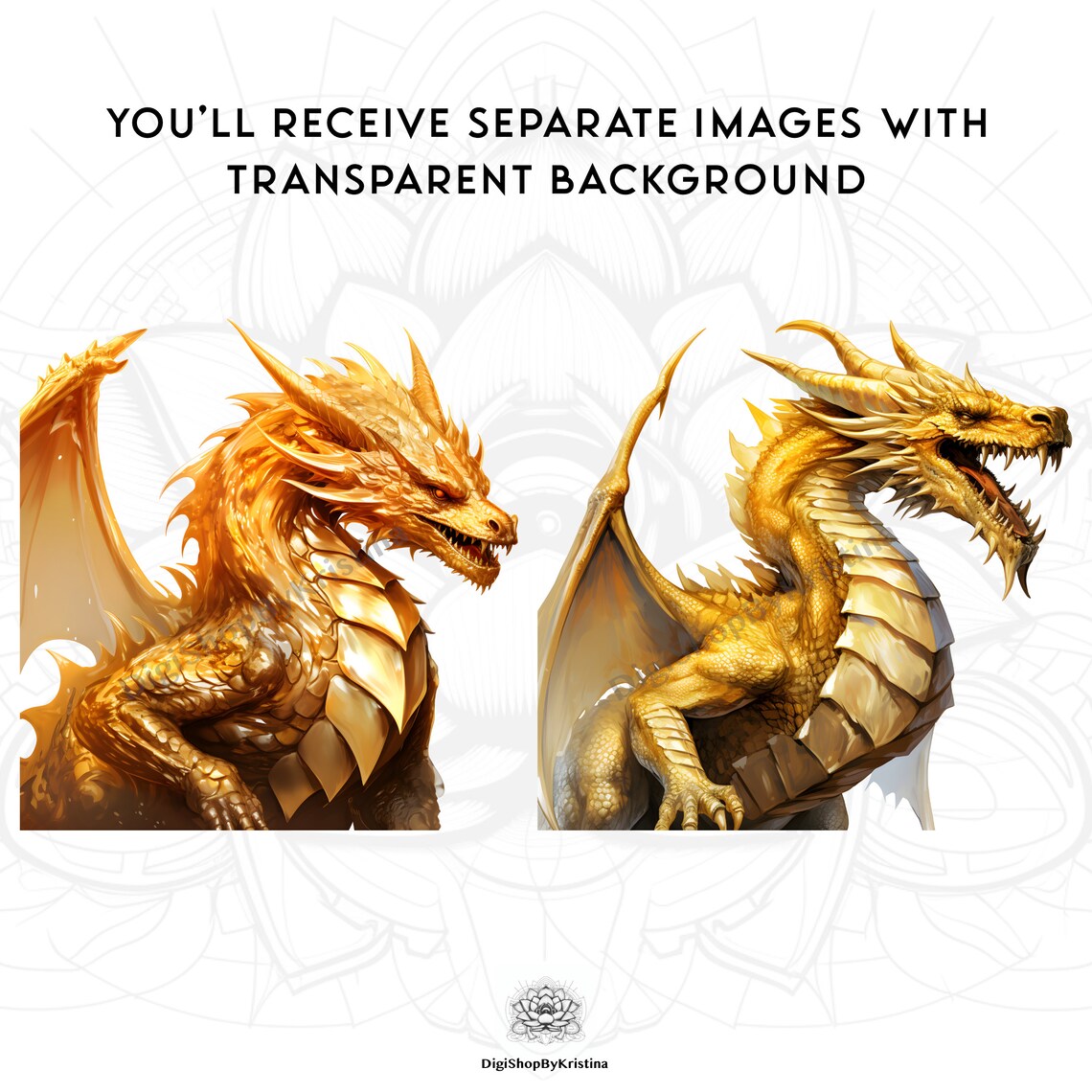 Gold Dragons Clipart PNG Golden Dragon With Png Download - Etsy
