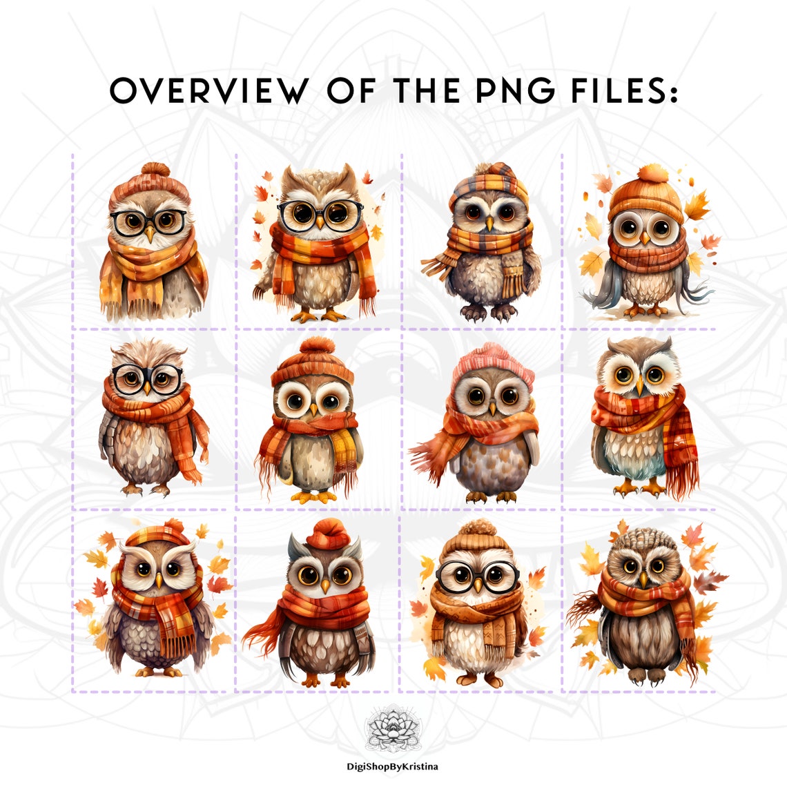 Autumn Owl Clipart Cute Owl With Scarf Clipart Autumn - Etsy