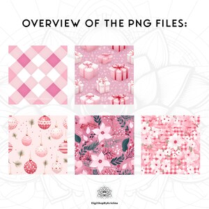 Pink Christmas Digital Papers | Girly Christmas Seamless Patterns Mix ...