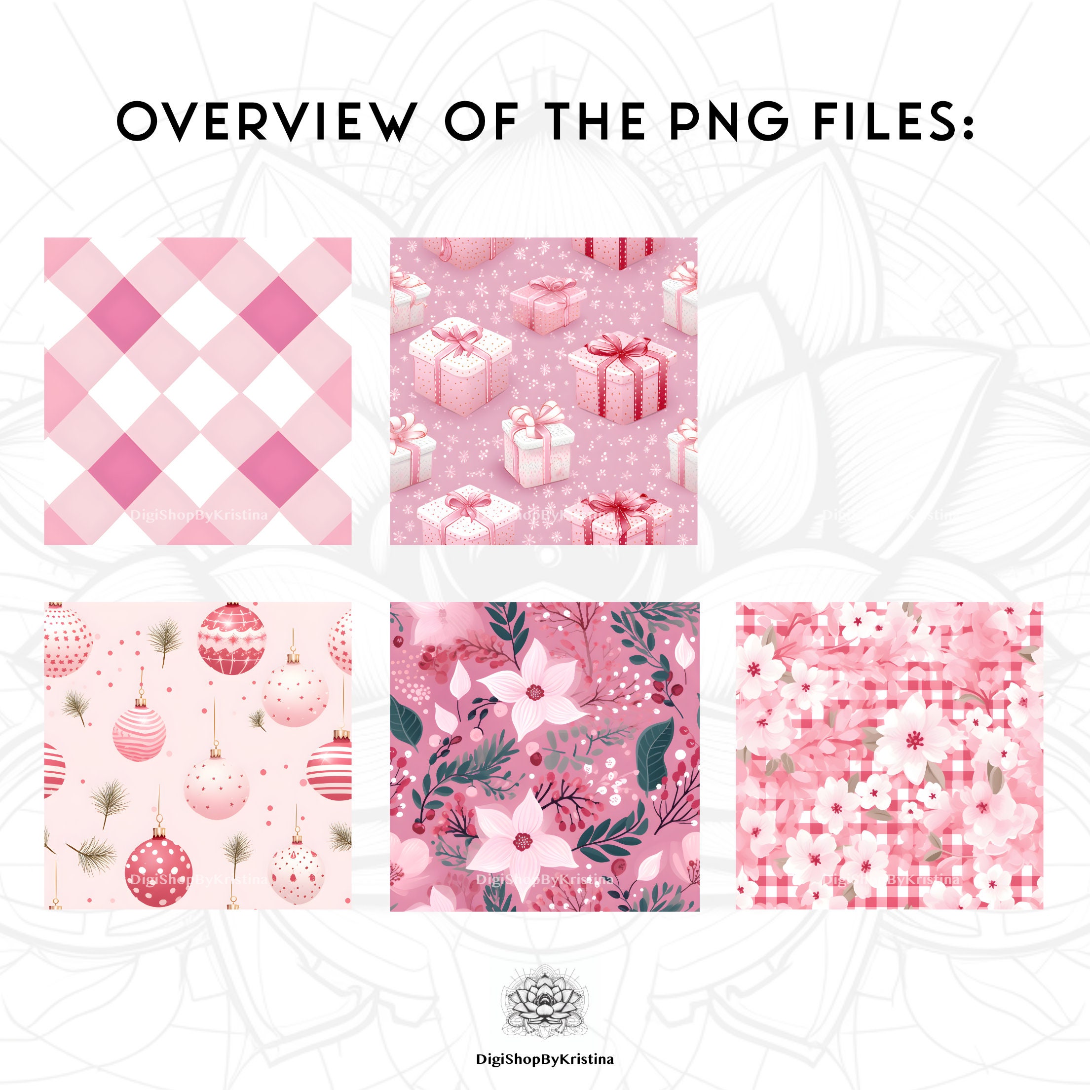 Pink Christmas Digital Papers Girly Christmas Seamless - Etsy