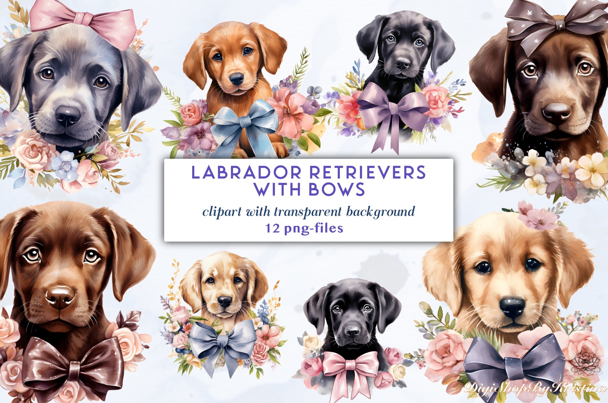 Labrador Retriever Clipart Retriever Puppies With Bows Labrador ...