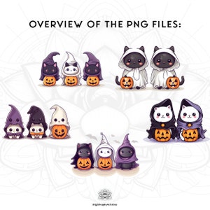 Cute Little Ghost Cats Clipart Pngs | Retro Cats Graphics Download ...