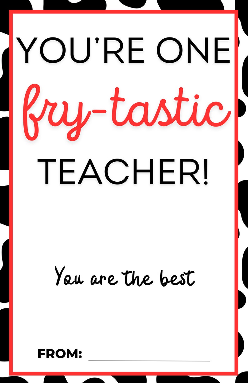 Fry-tastic Teacher Appreciation Card – Printable & Editable Template ...