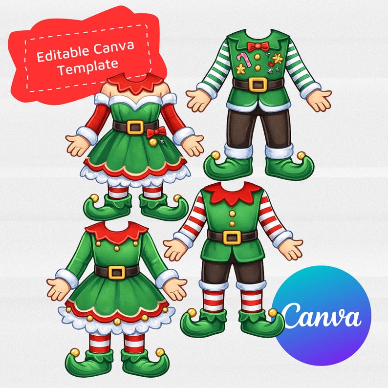 Put Your Friends on Elves DIY Garland • Christmas Craft Kit • Elf Body ...