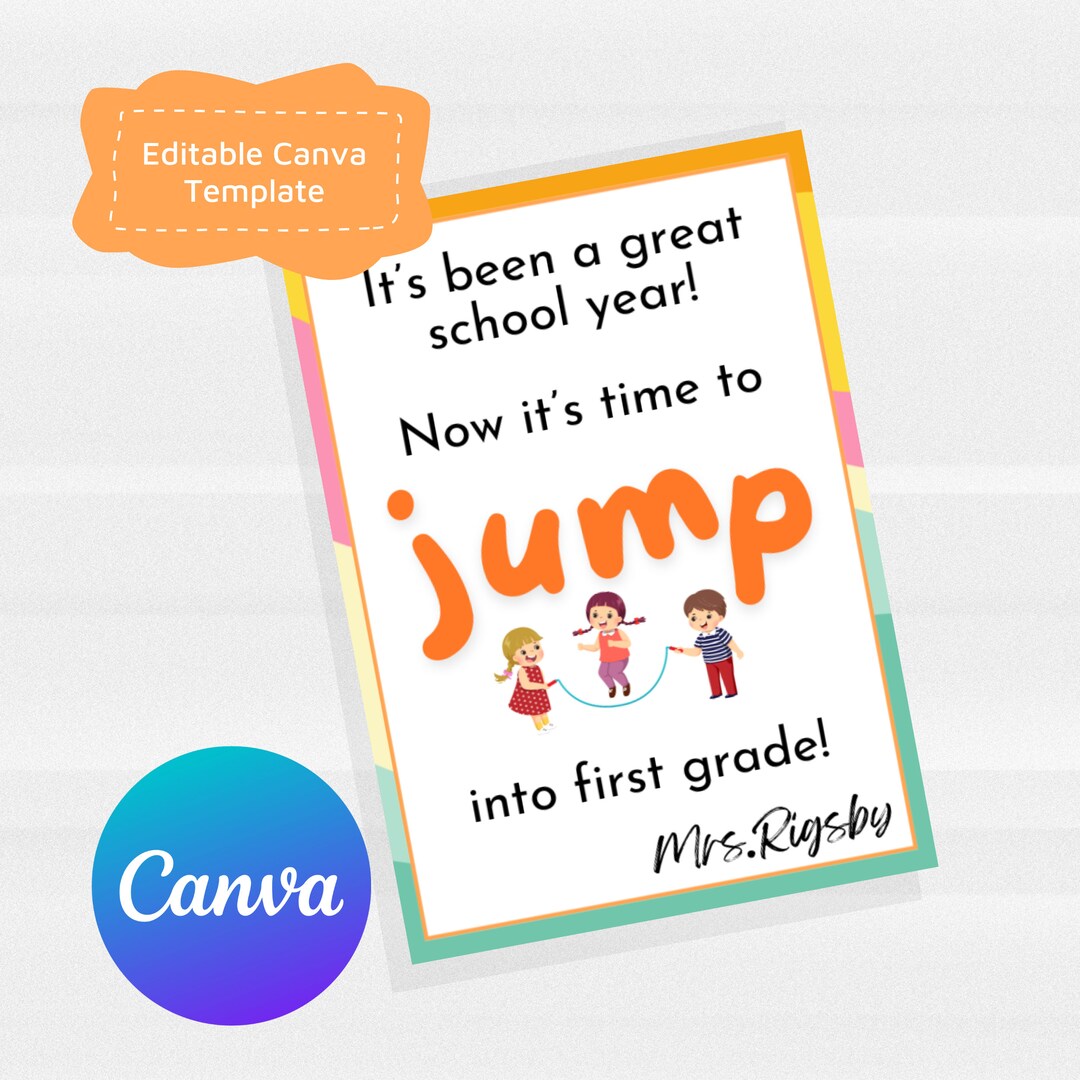 Celebrate the Leap Into First Grade! Editable Canva Template - End of ...