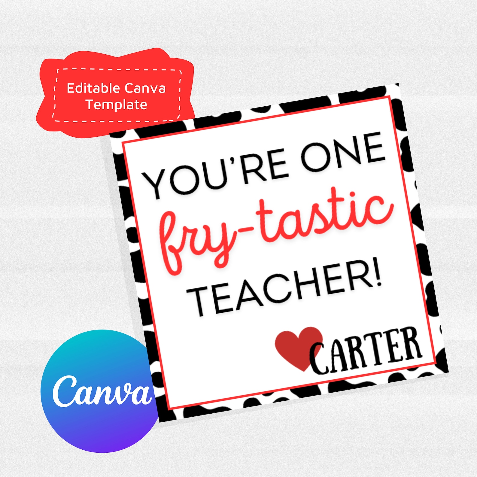 Fry-tastic Teacher Editable Appreciation Card – Instant Digital ...