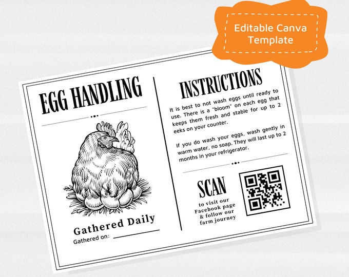 Farm Fresh Eggsprintable Egg Carton Label, Digital Download, Includes ...