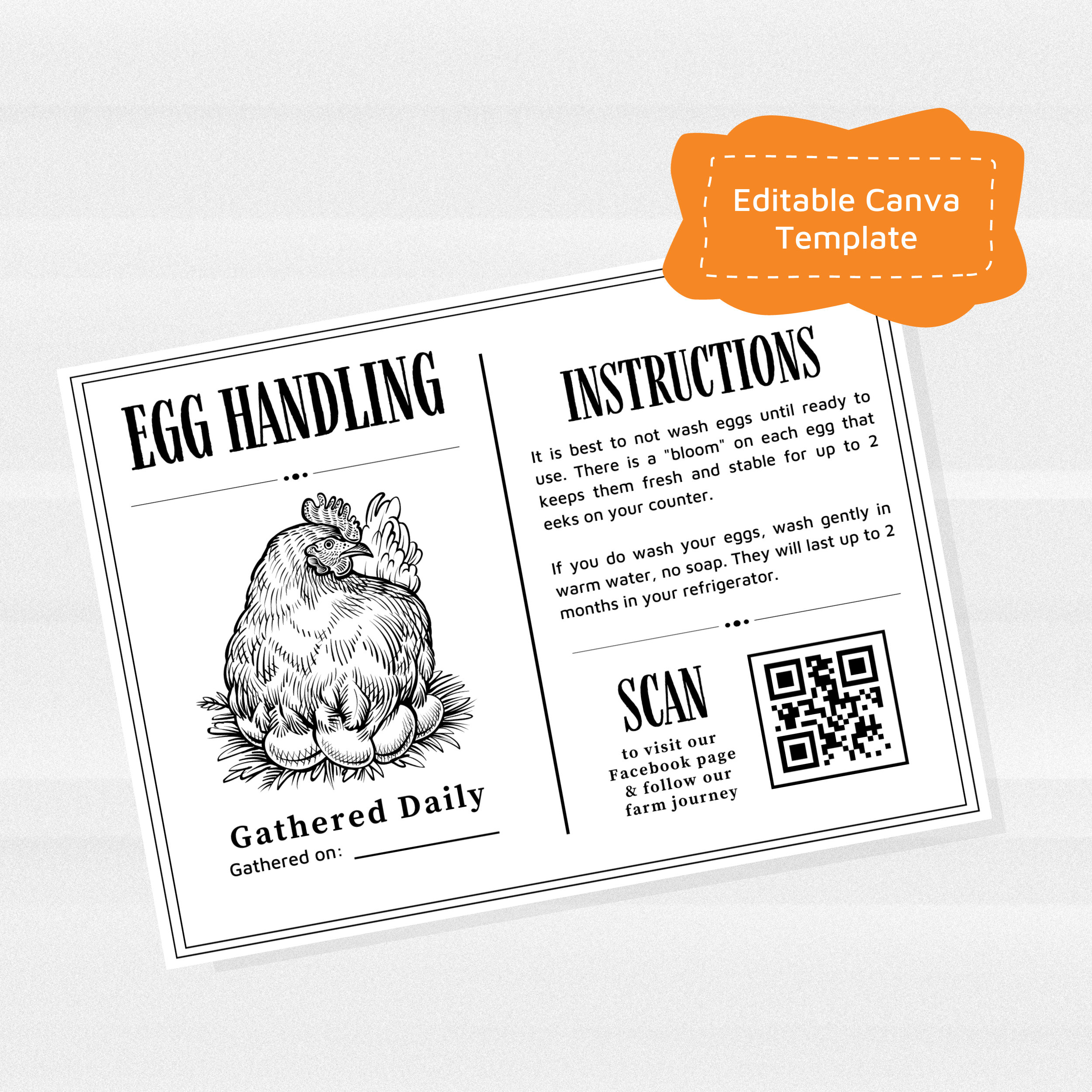 Egg Handling - Egg Gathered Cards - Editable Canva Template - Small ...