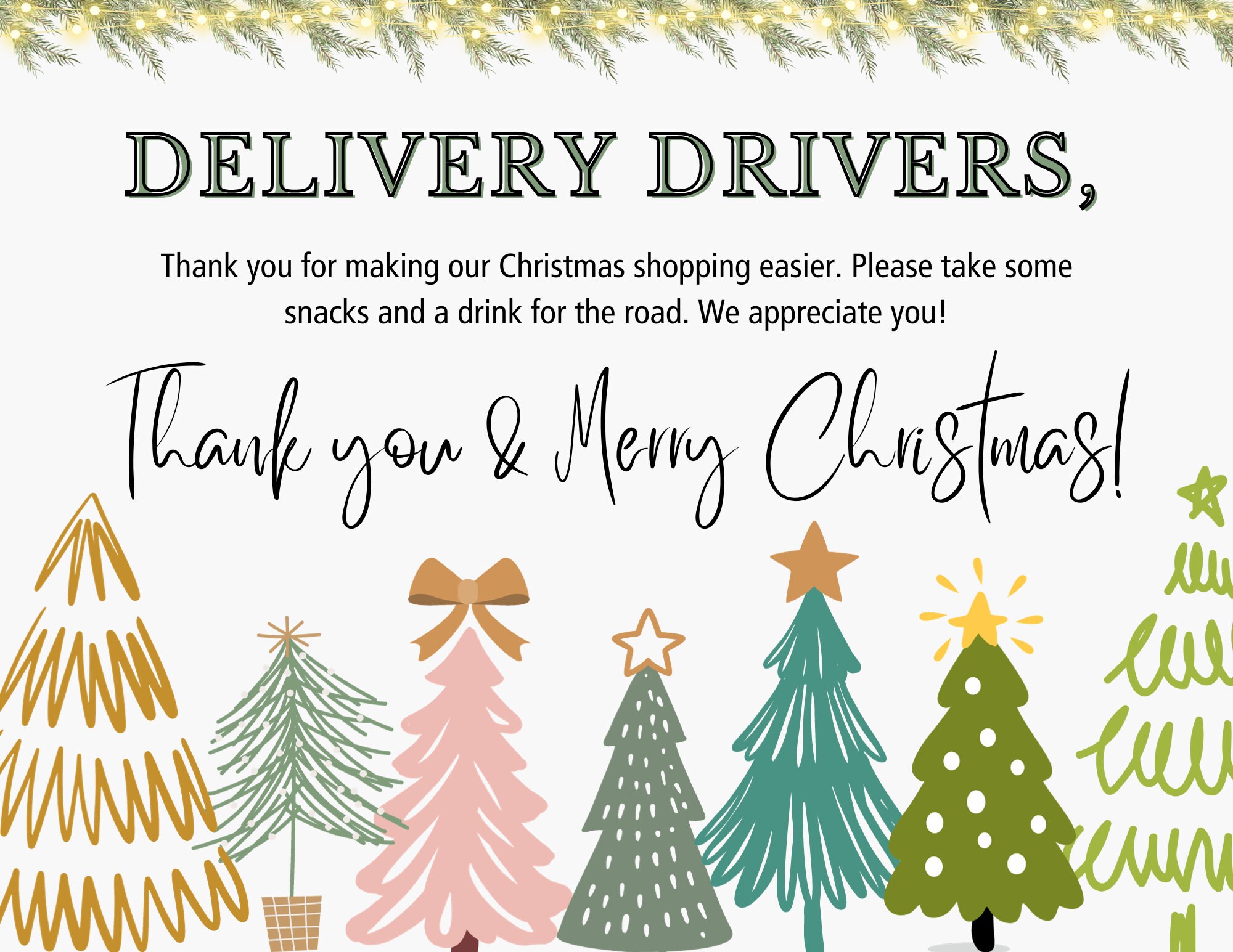 Delivery Driver Snack Basket Sign - Printable PDF - Etsy