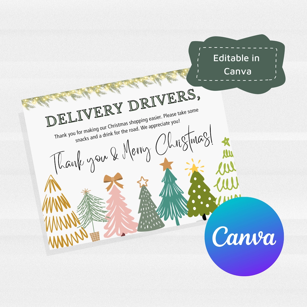 Delivery Driver Snack Basket Sign - Editable Canva Template - Etsy