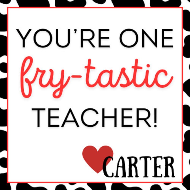Fry-tastic Teacher Editable Appreciation Card – Instant Digital ...