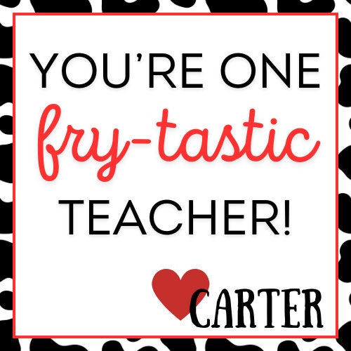 Fry-tastic Teacher Editable Appreciation Card – Instant Digital ...