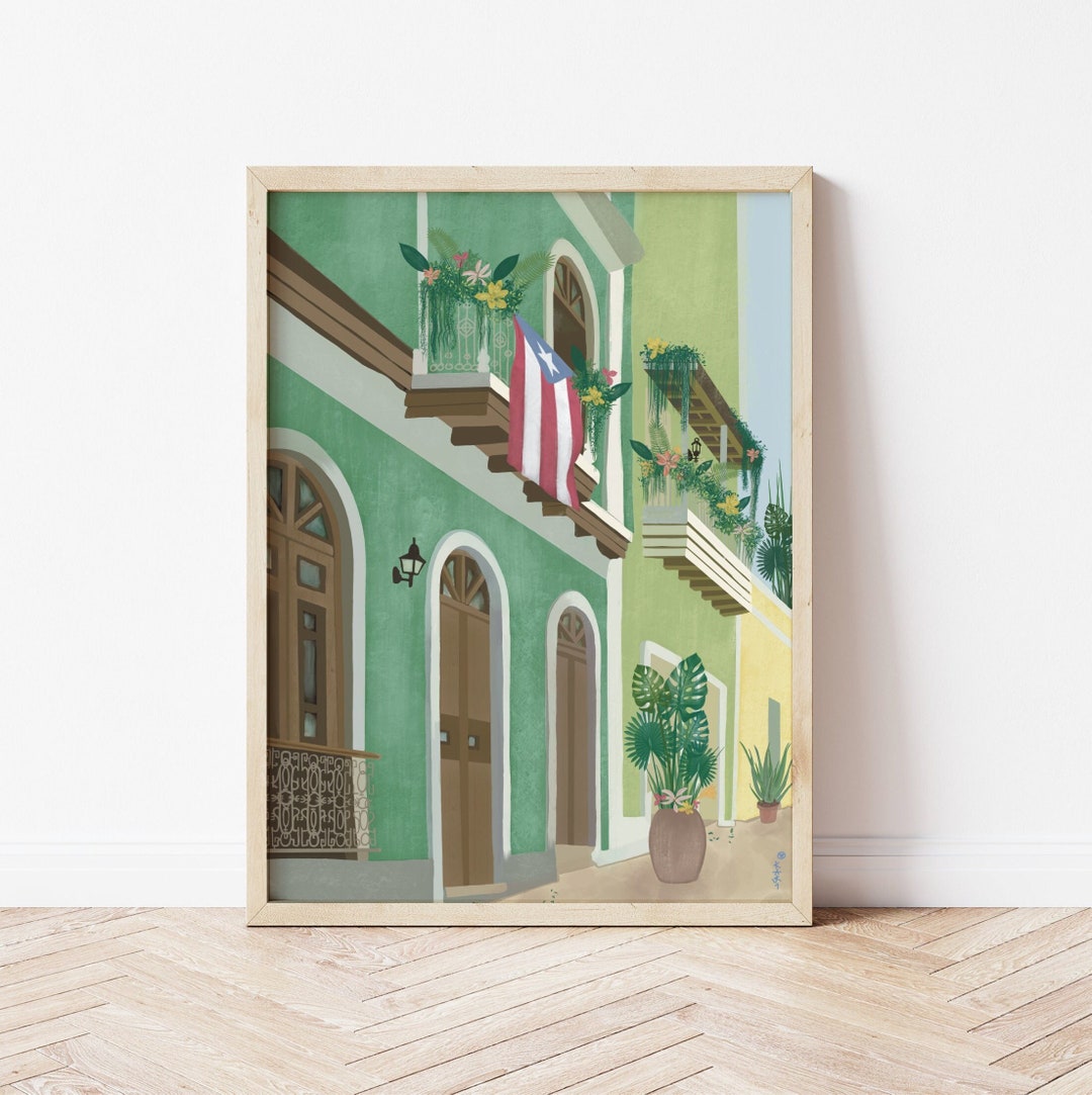 Puerto Rico Illustration, San Juan Print, Puerto Rico Wall Art, Puerto ...