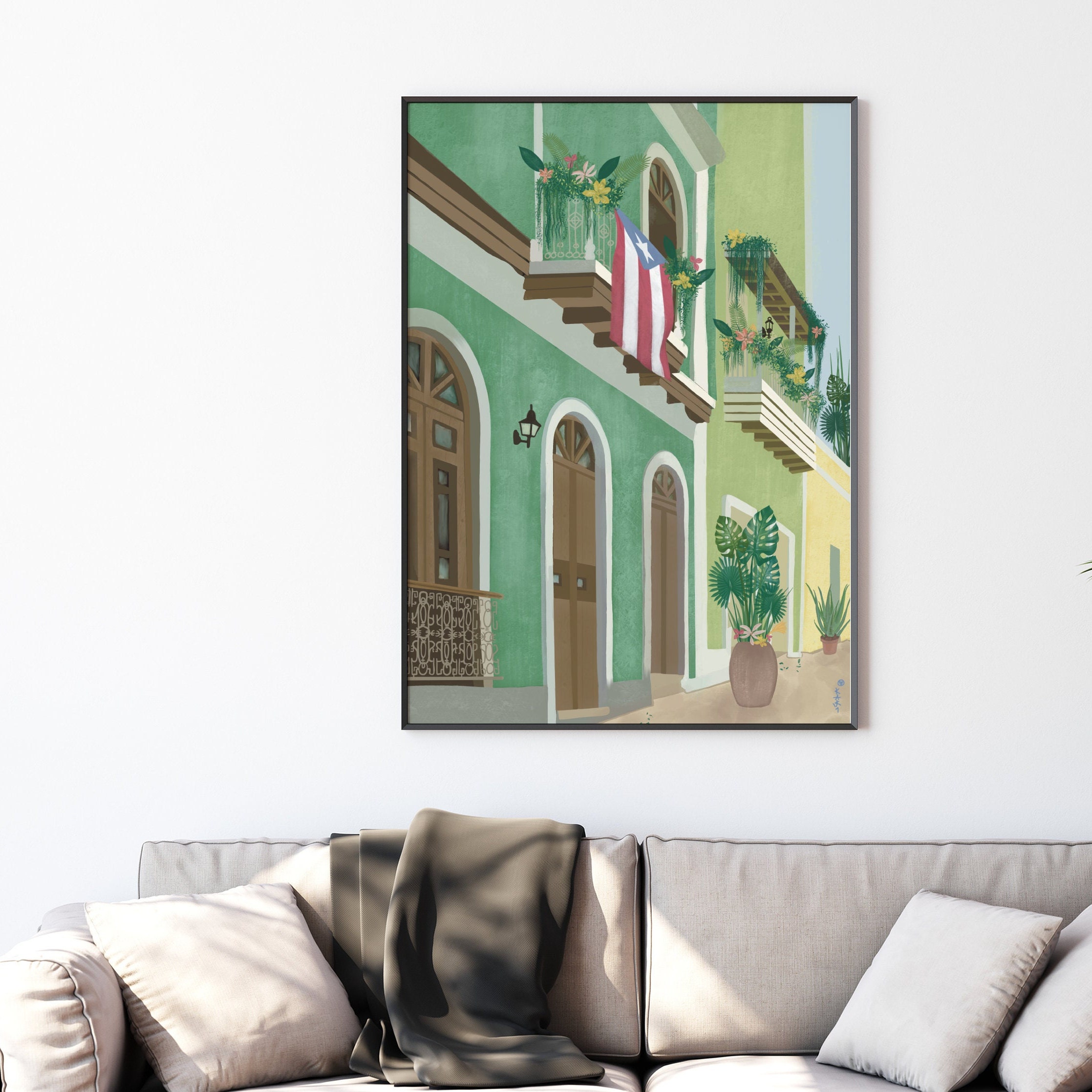 Puerto Rico Illustration, San Juan Print, Puerto Rico Wall Art, Puerto ...