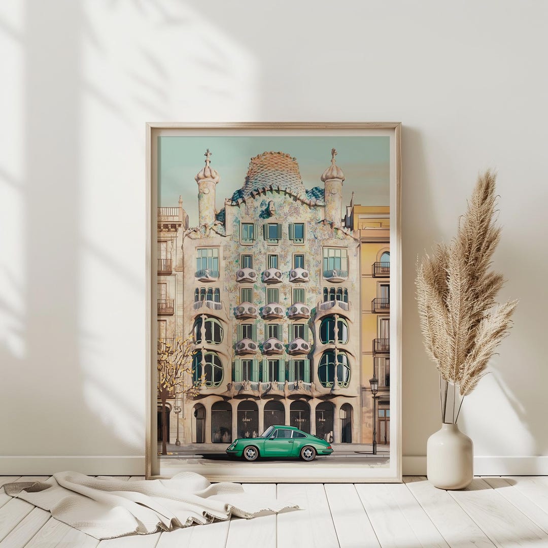 Barcelona Gaudi Print, Gaudi Casa Batlló, Spain Travel Poster ...