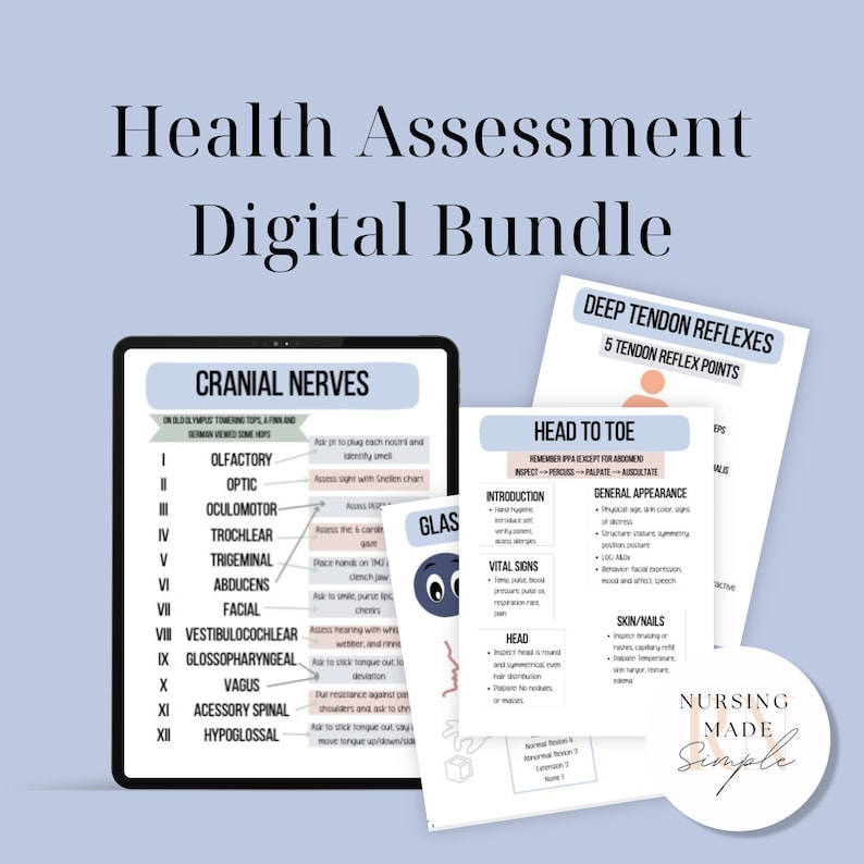Health Assessment Nursing Bundle/nursing School Notes/nclex Review ...