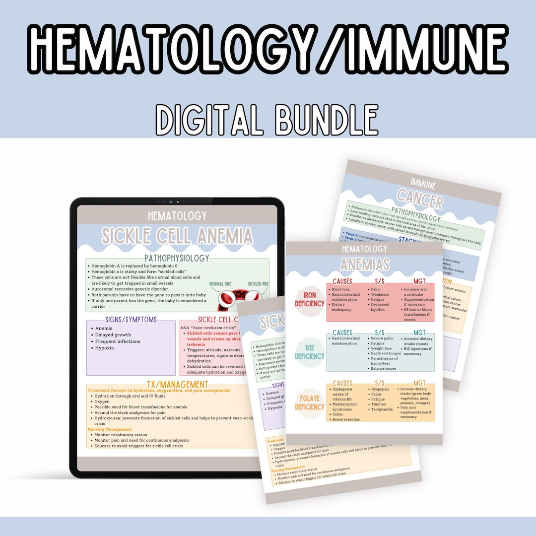Hematology Nursing Notes/immunology Nursing Notes/rn Study Guides/nclex ...