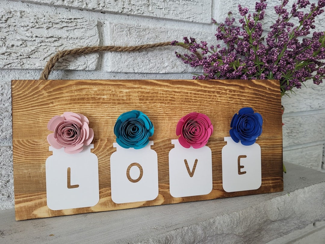 Paper Flower Wall Decor Wooden Plank Rolled Flowers - Etsy