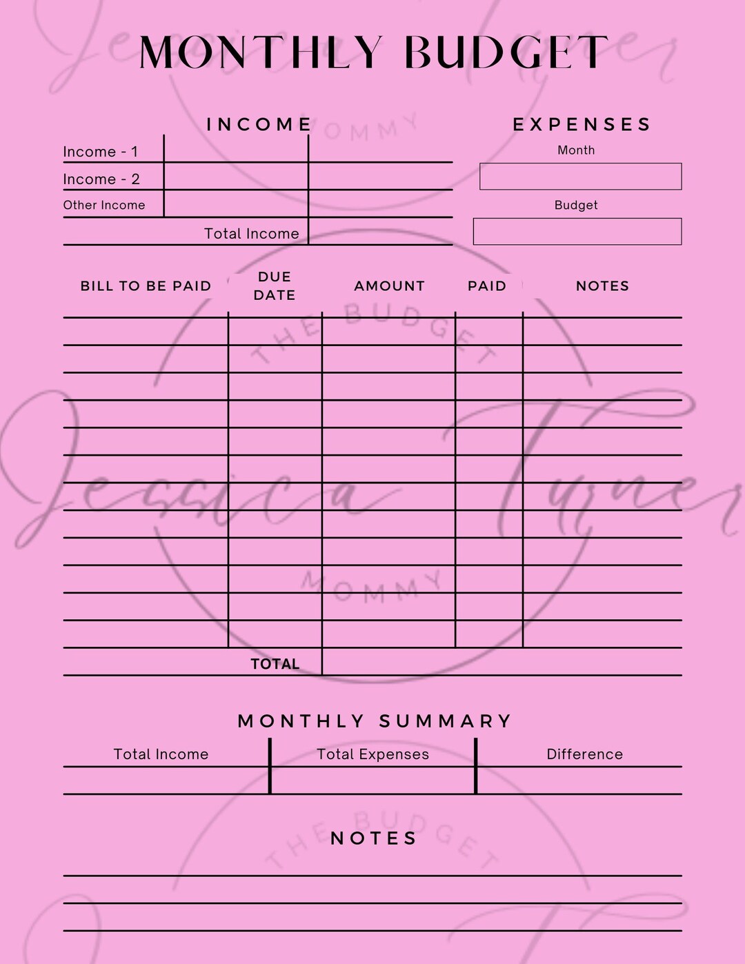 Girl Boss Monthly DIGITAL DOWNLOAD Budget Template - Plan Your Monthly ...