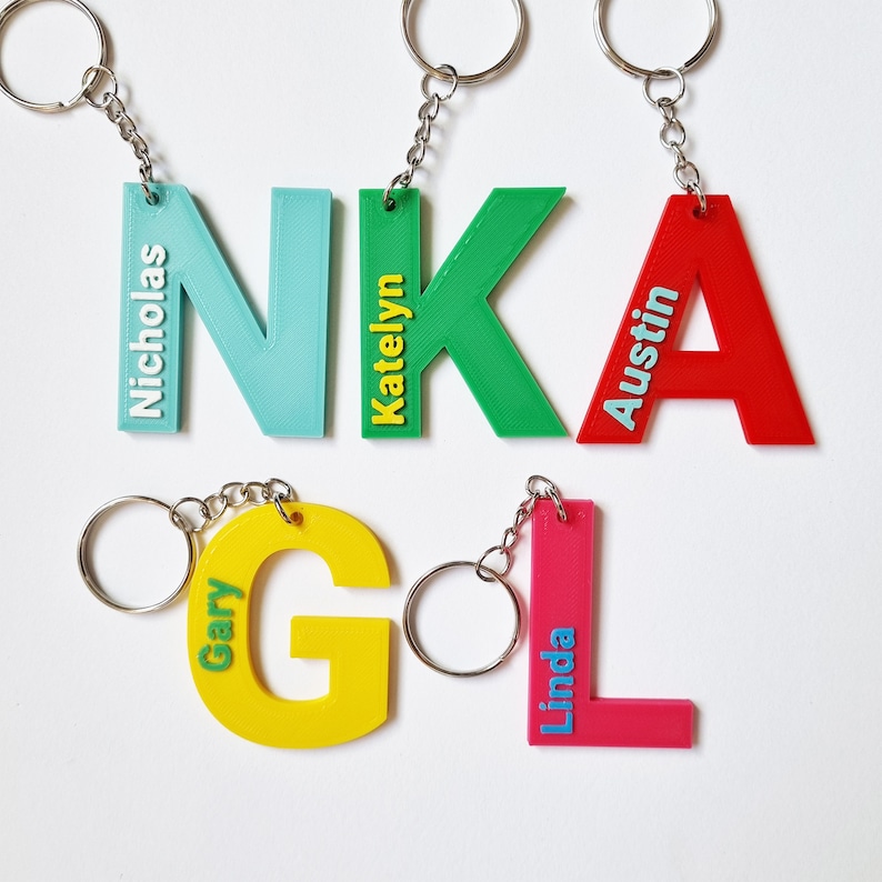 Keychain Initials Personalized Keyring Name Tag - Etsy
