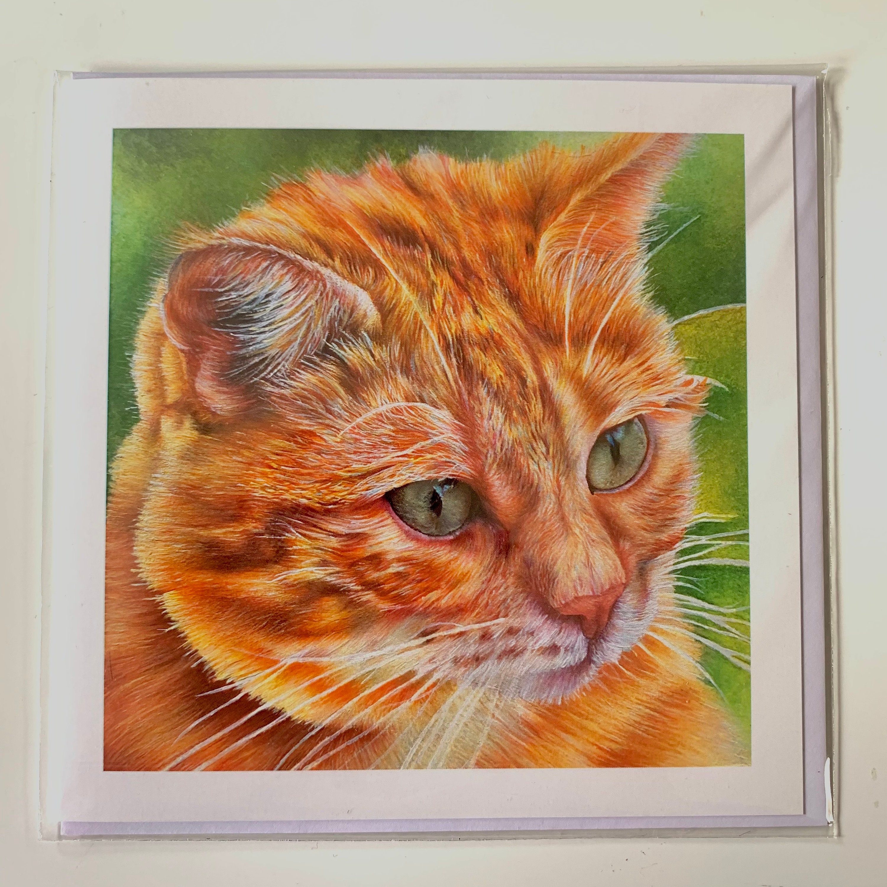 Square Ginger Cat Card Blank, Ideal for Any Occasion, High Quality ...