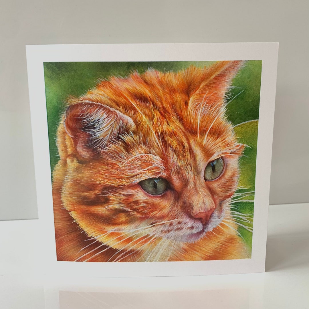 Square Ginger Cat Card Blank, Ideal for Any Occasion, High Quality ...