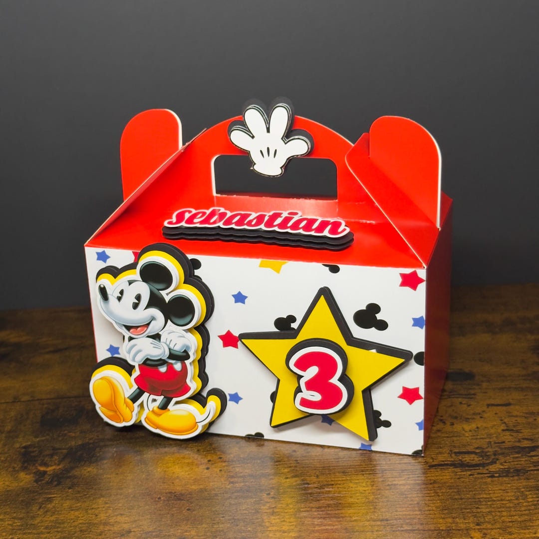 Mickey Mouse Treat Box: Personalized Birthday Party Favor - Etsy