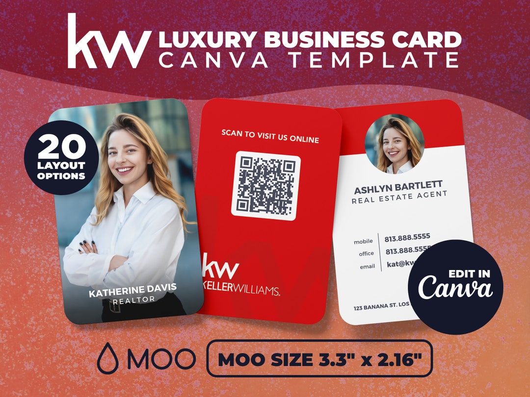Keller Williams MOO Size Business Card Template | Canva | QR Code ...
