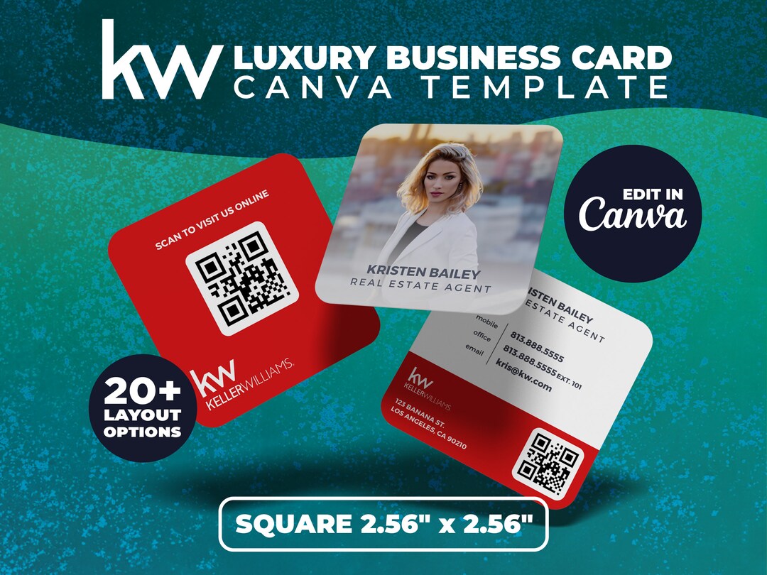 Keller Williams Square Business Card Template | Canva | QR Code ...