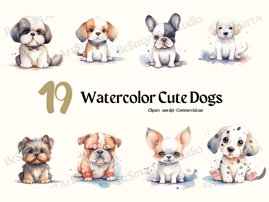 Watercolor Puppies Clipart, Dog PNG Bundle , Dog Clipart, Watercolor ...