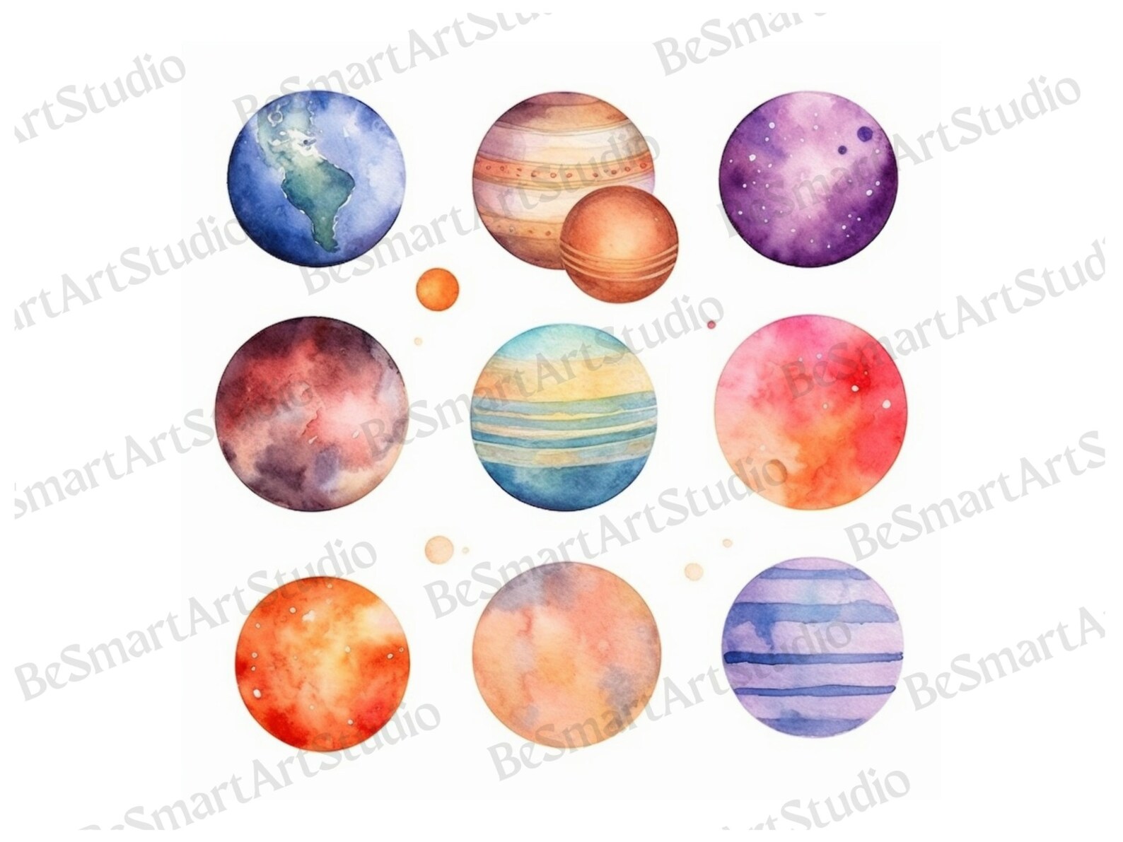 Space Watercolor Clipart Cute Astronaut Planets Clip Art - Etsy