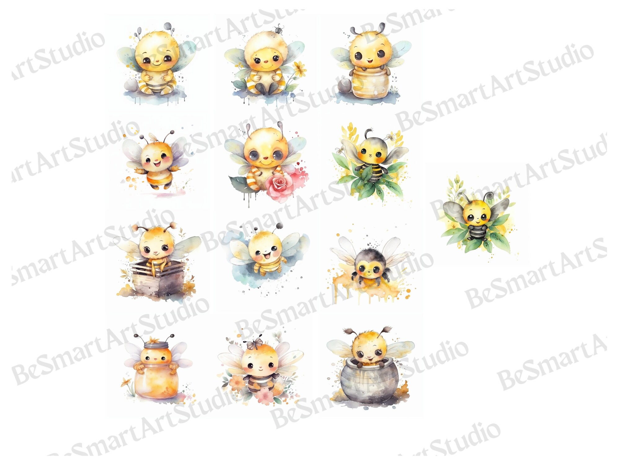 Bee Clipart, Watercolor Cute Bee,watercolor Bee, Bee PNG, Bee Art ...